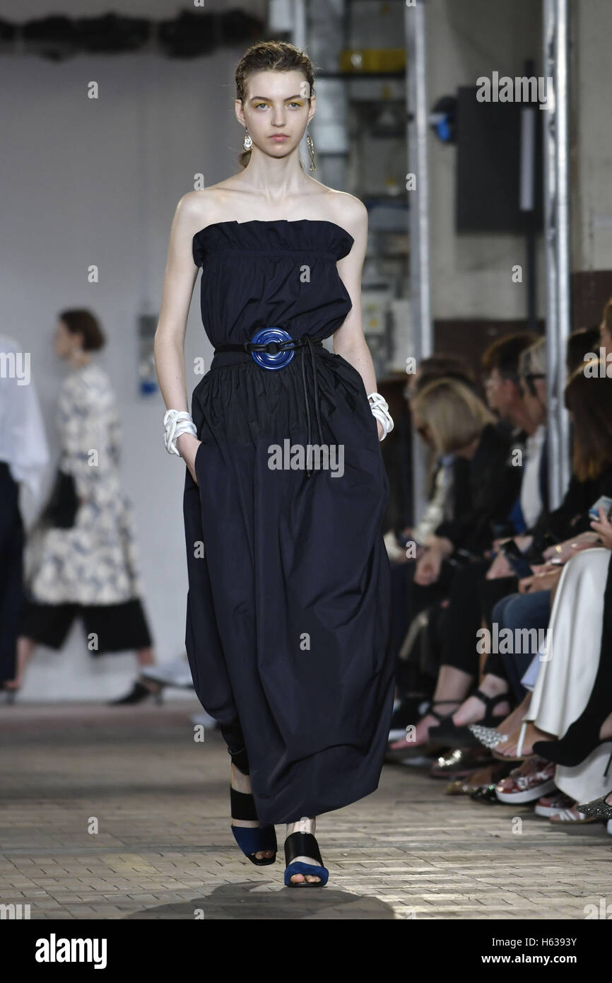 Models on the catwalk at the Sportmax show during Milan Fashion Week in ...