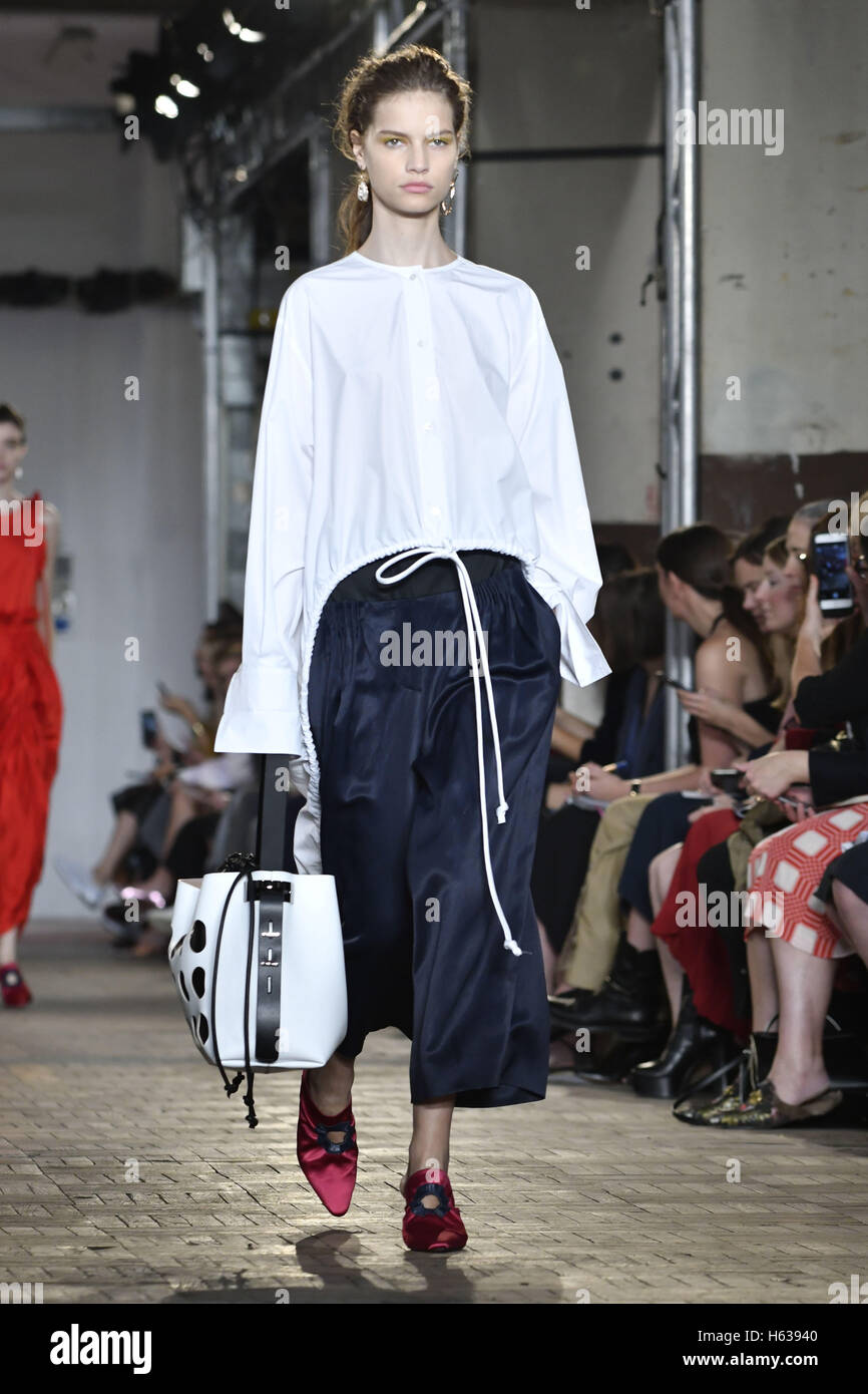 Models on the catwalk at the Sportmax show during Milan Fashion Week in ...