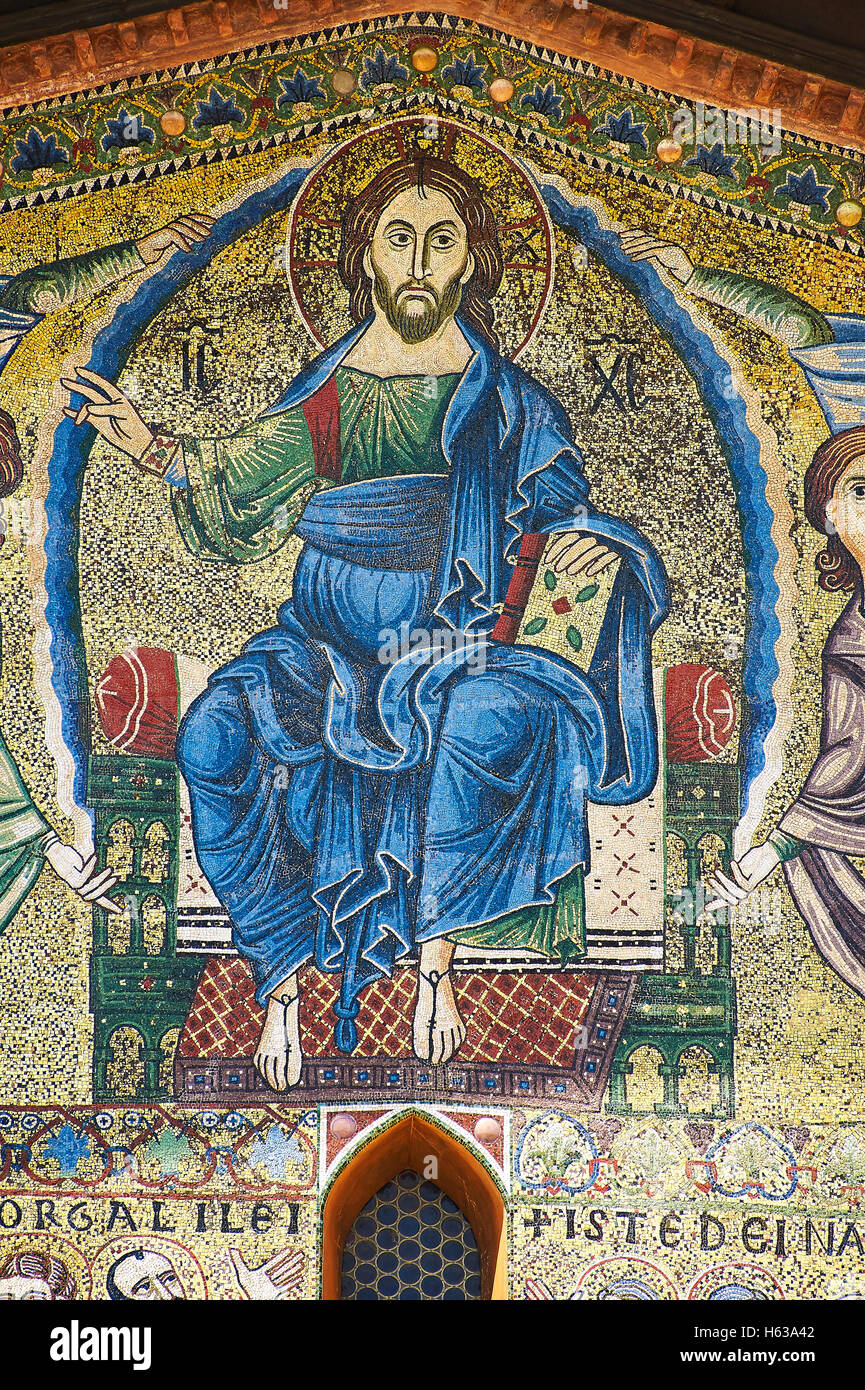 Byzantine Mosaic panel depicting Christ Pantocrator of the Basilica of ...