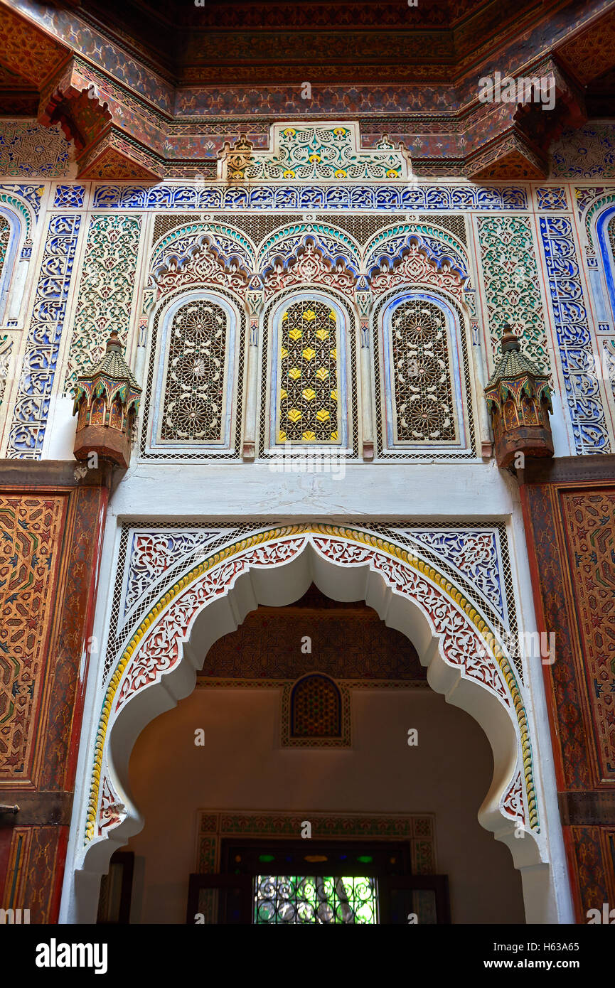 Arabesque Moorish plasterwork of the Dar Jamai Museum a typical ...