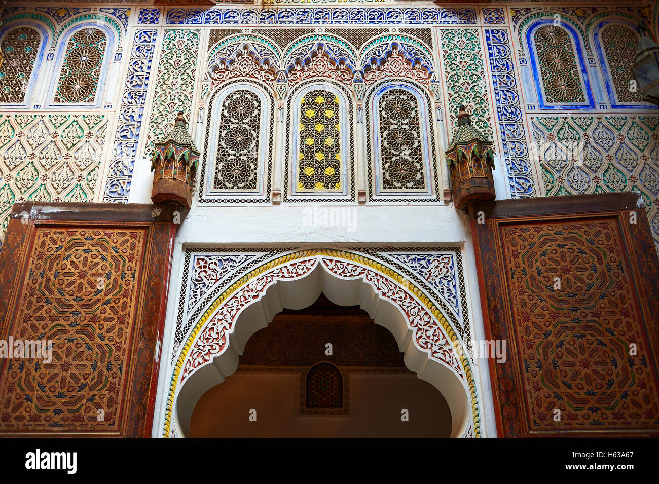 Arabesque Moorish plasterwork of the Dar Jamai Museum a typical ...