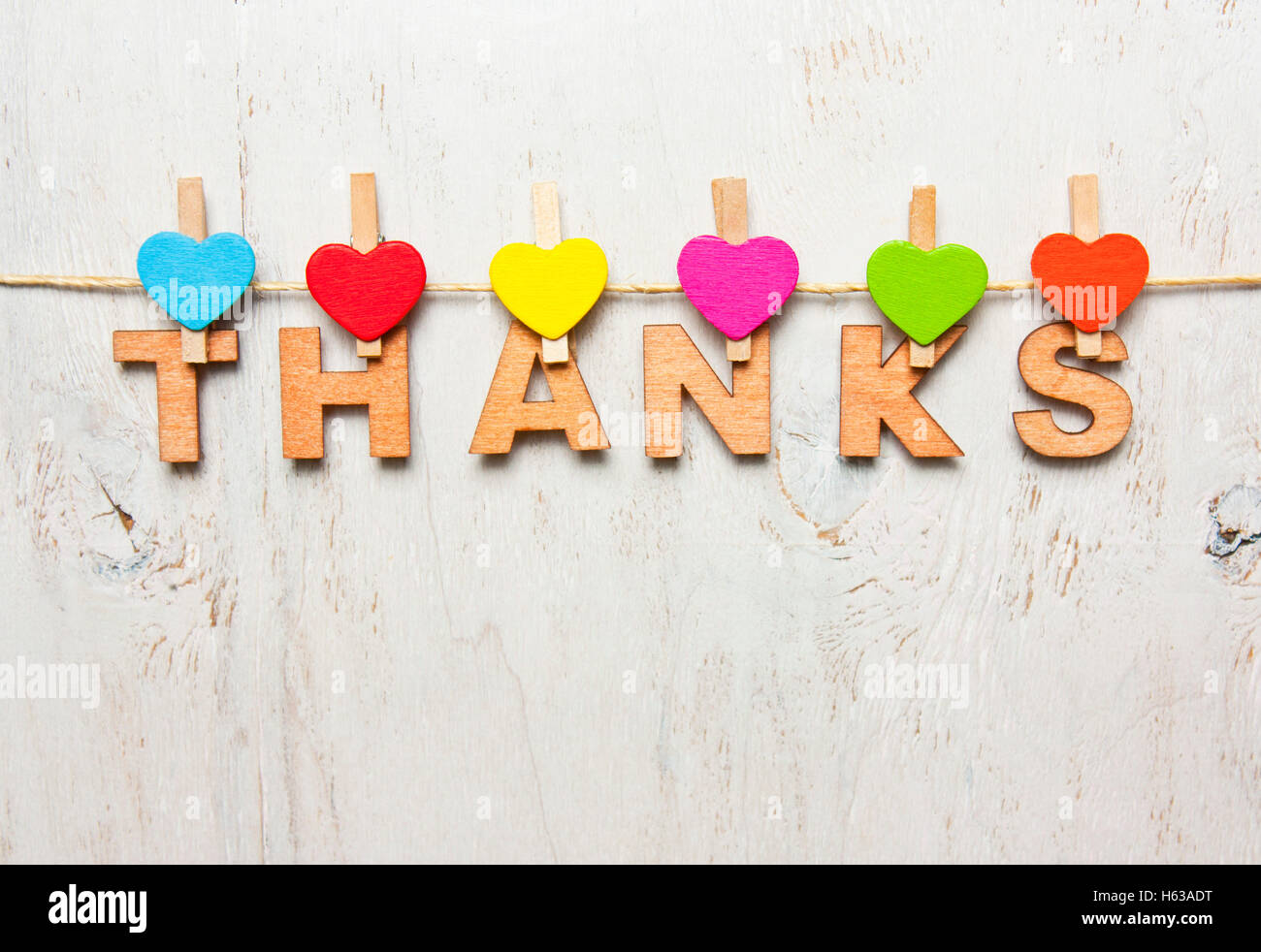 Word of thanks from wooden letters on a white background old Stock ...