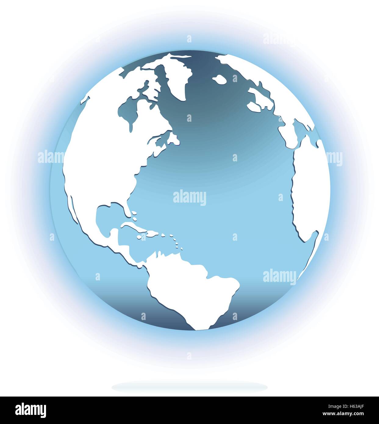Vector illustration of glossy blue planet earth Stock Vector Image ...