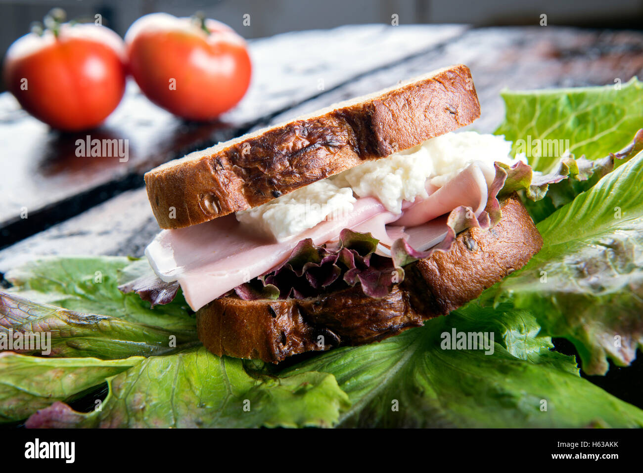 Italian snack with bread and parma ham healthy food Stock Photo - Alamy