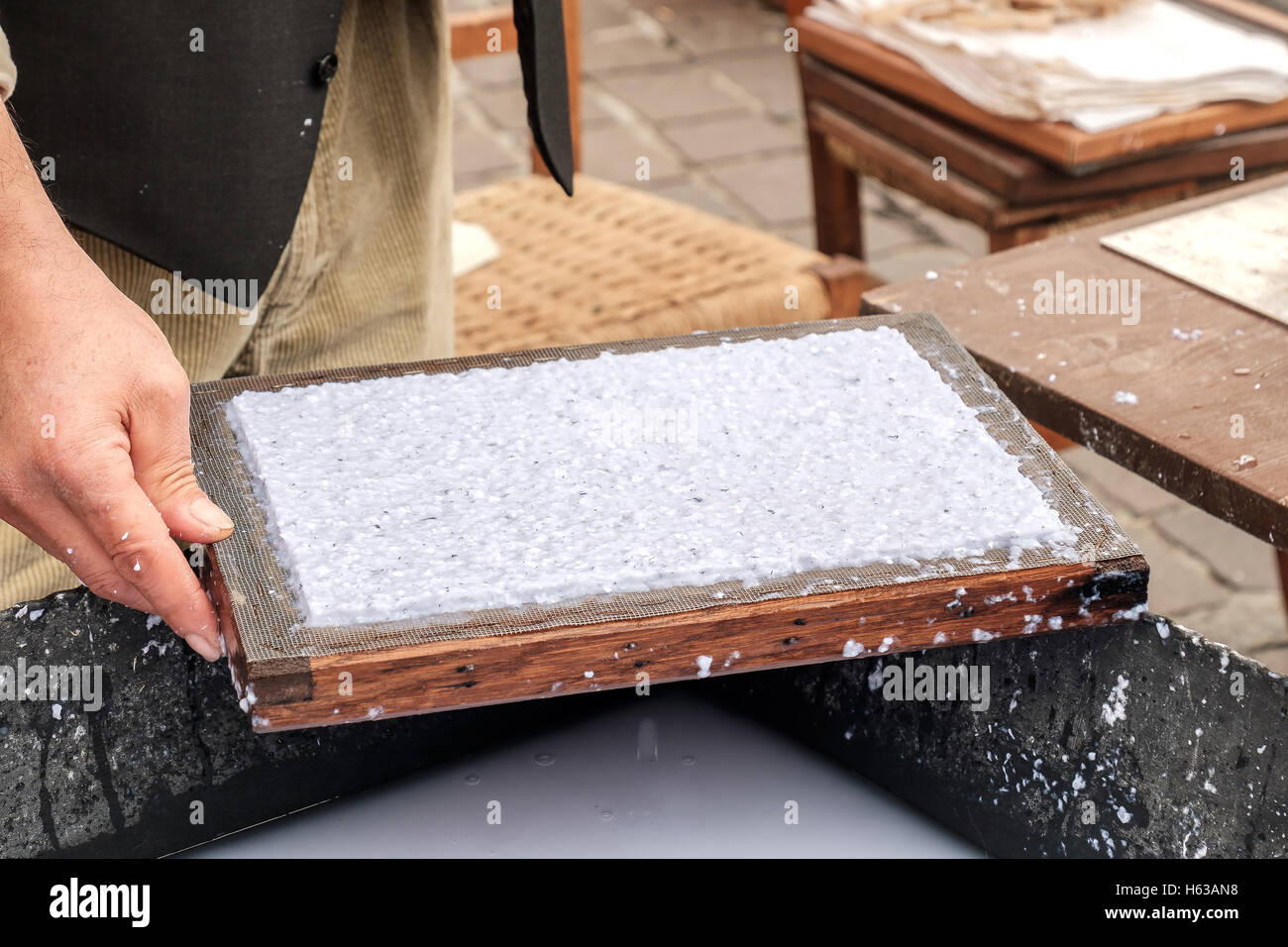 old papermaking craft Stock Photo - Alamy