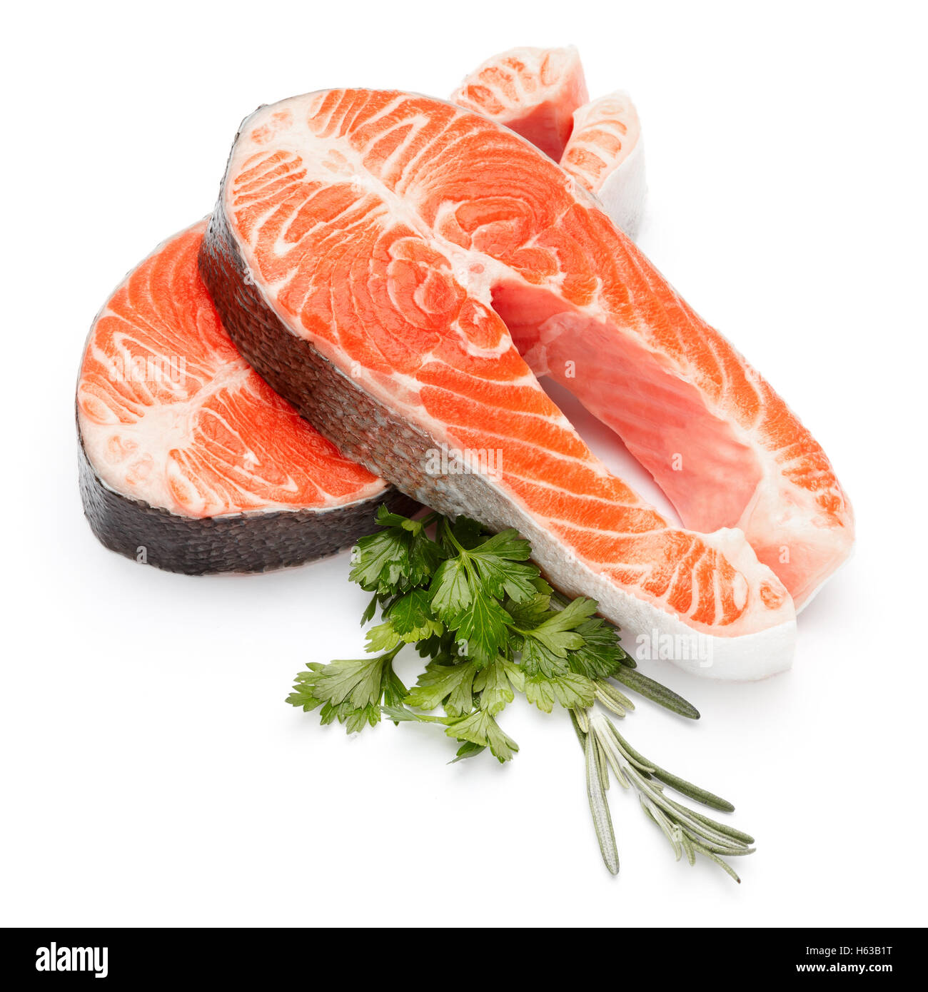 Fresh Raw Salmon Red Fish Steak Stock Photo - Alamy