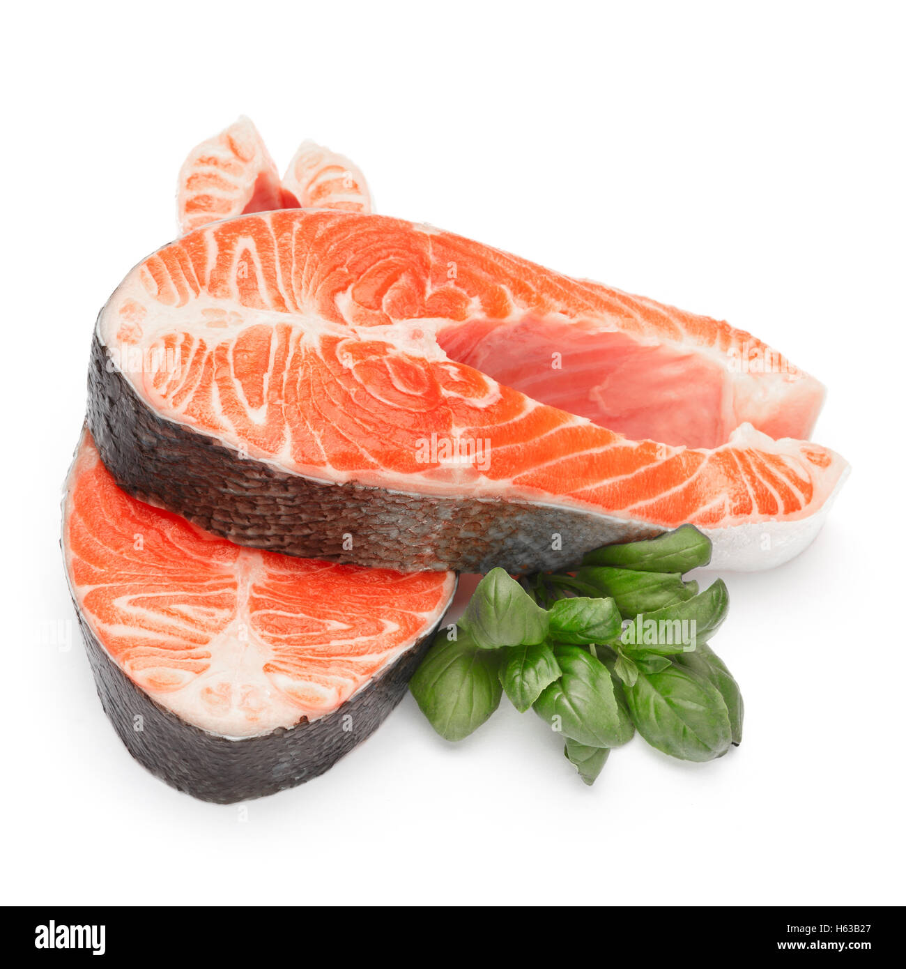 Fresh Raw Salmon Red Fish Steak Stock Photo - Alamy