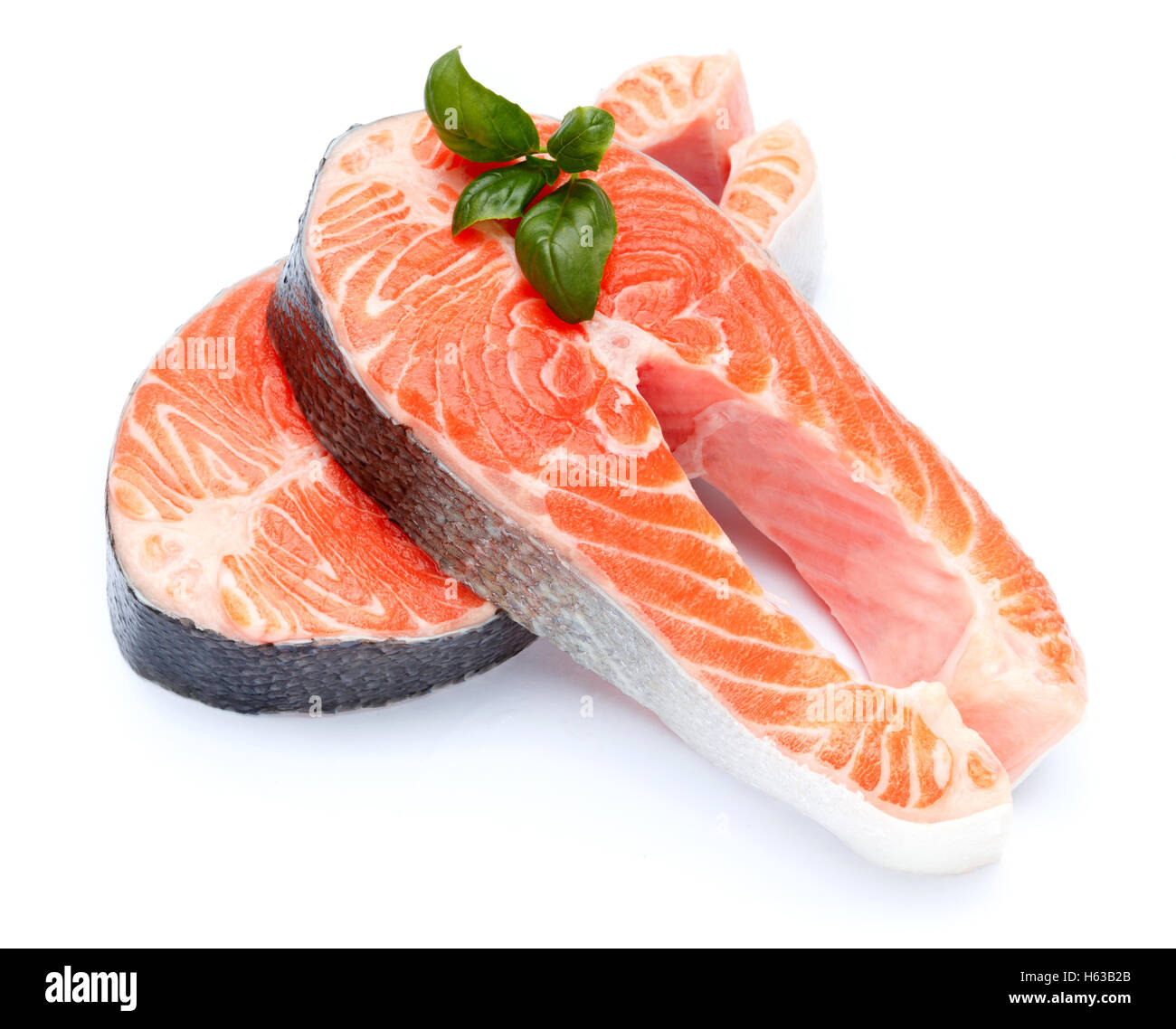 Fresh Raw Salmon Red Fish Steak Stock Photo - Alamy