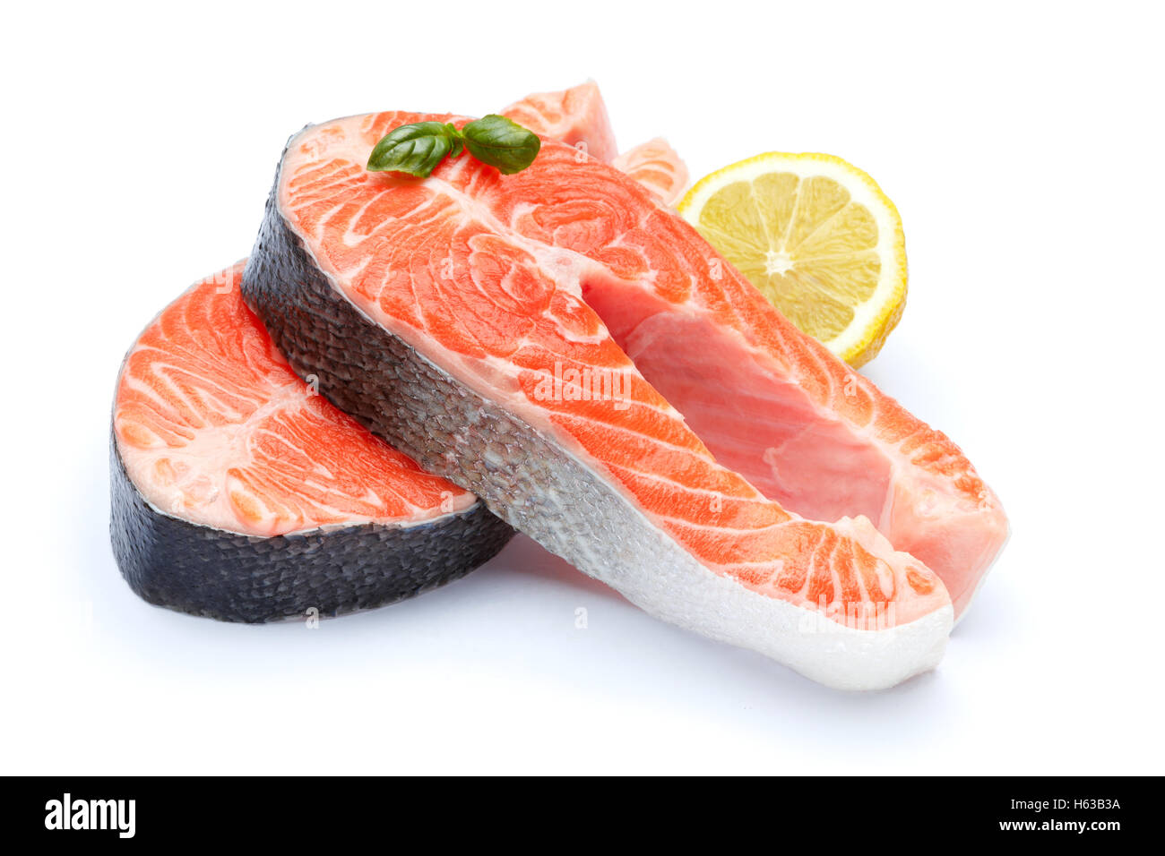 Fresh Raw Salmon Red Fish Steak Stock Photo - Alamy