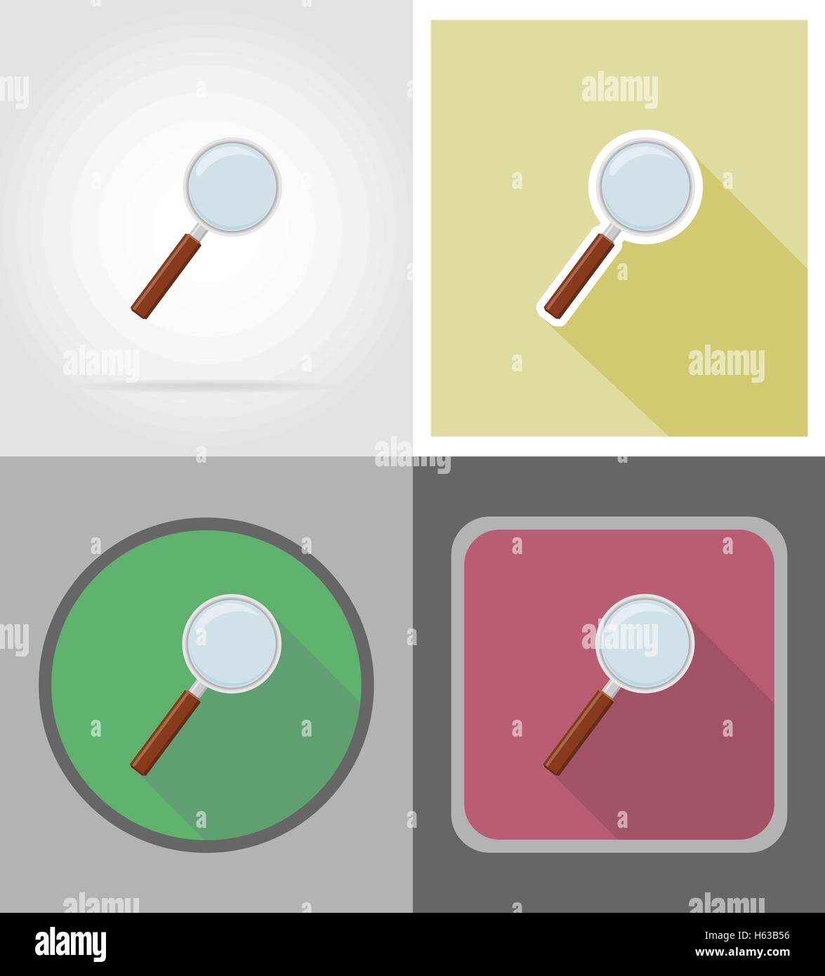 magnifier flat icons vector illustration isolated on white background ...