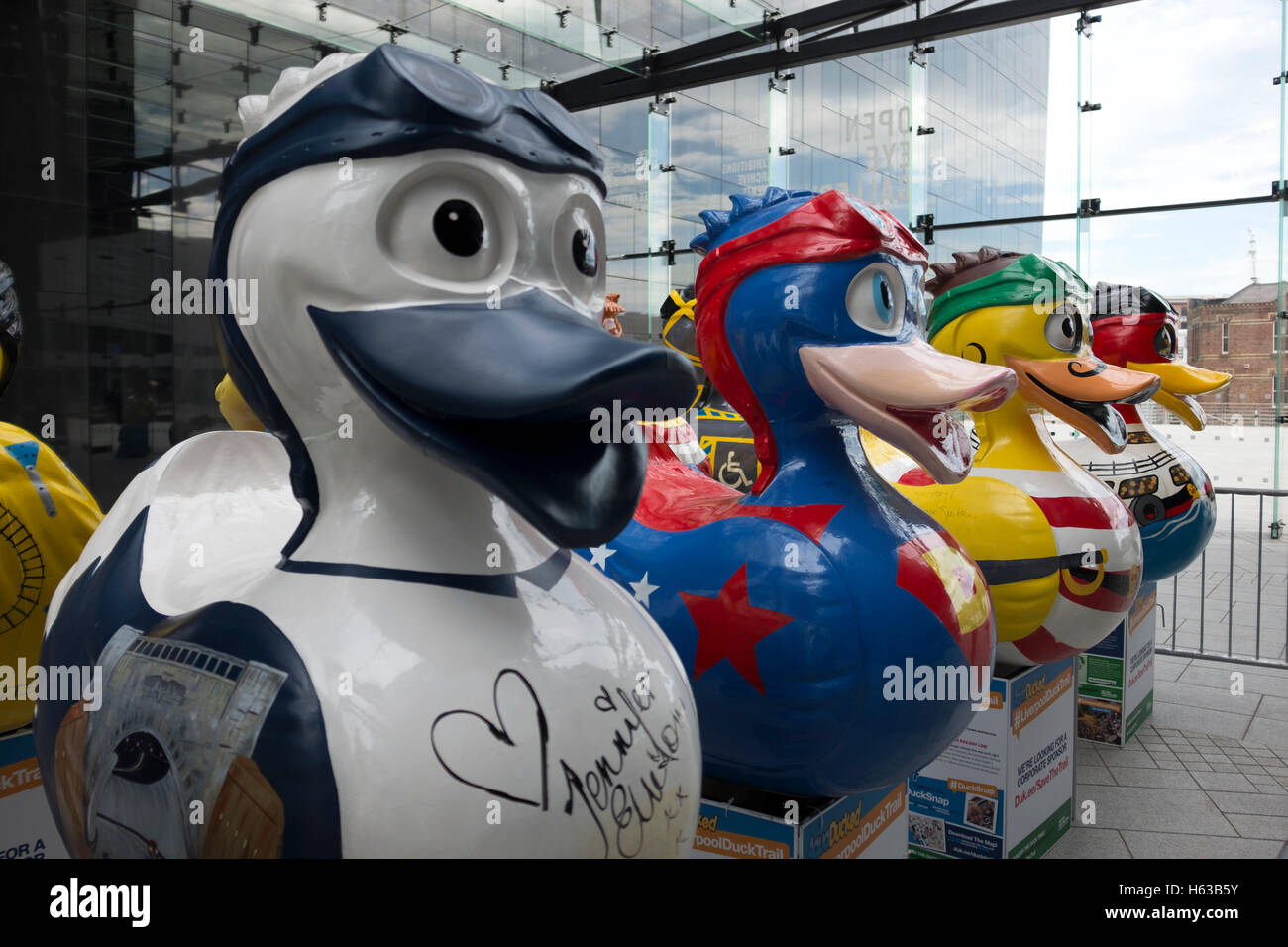 Colourful Garish Ducks Public Art Sculpture Stock Photo - Alamy