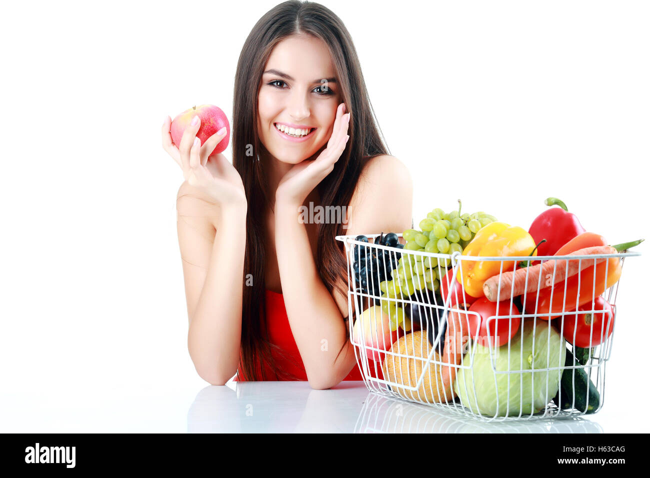 picture of beautiful woman with fruits and vegetables Stock Photo - Alamy