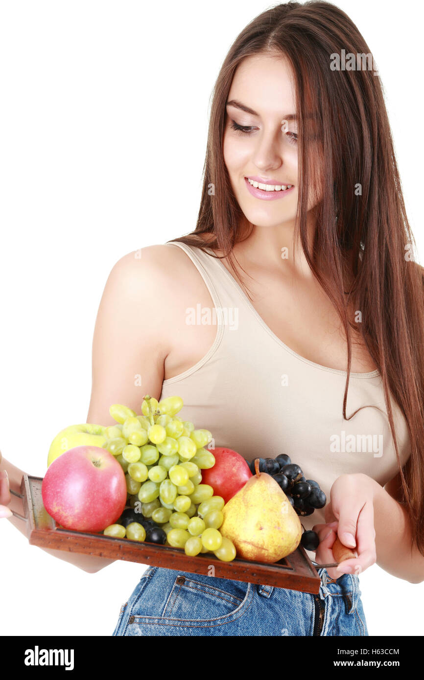 picture of beautiful woman with fruits and vegetables Stock Photo - Alamy