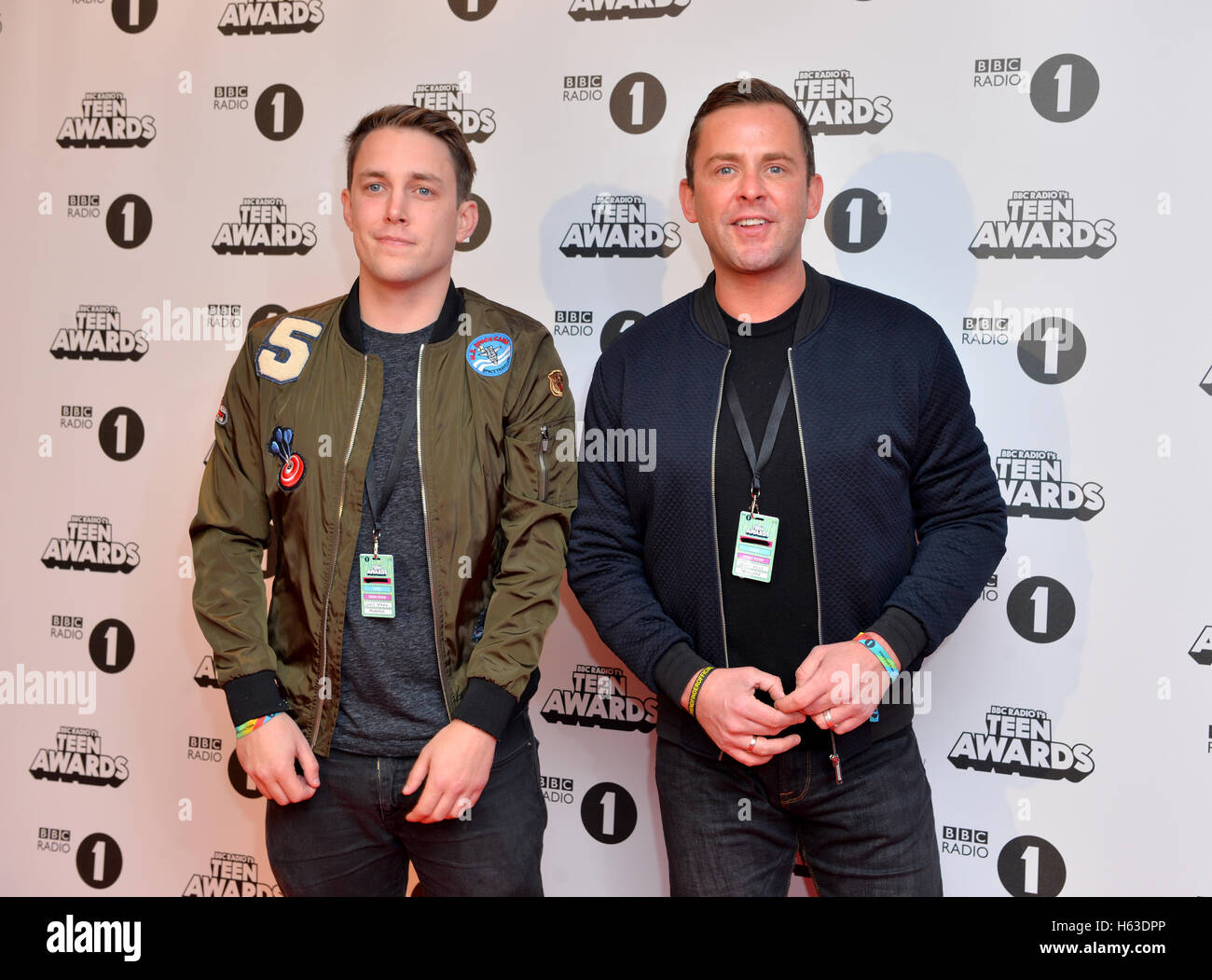 Chris Stark and Scott Mills attending the BBC Radio 1 Teen Awards, held at the SSE Wembley Arena ...