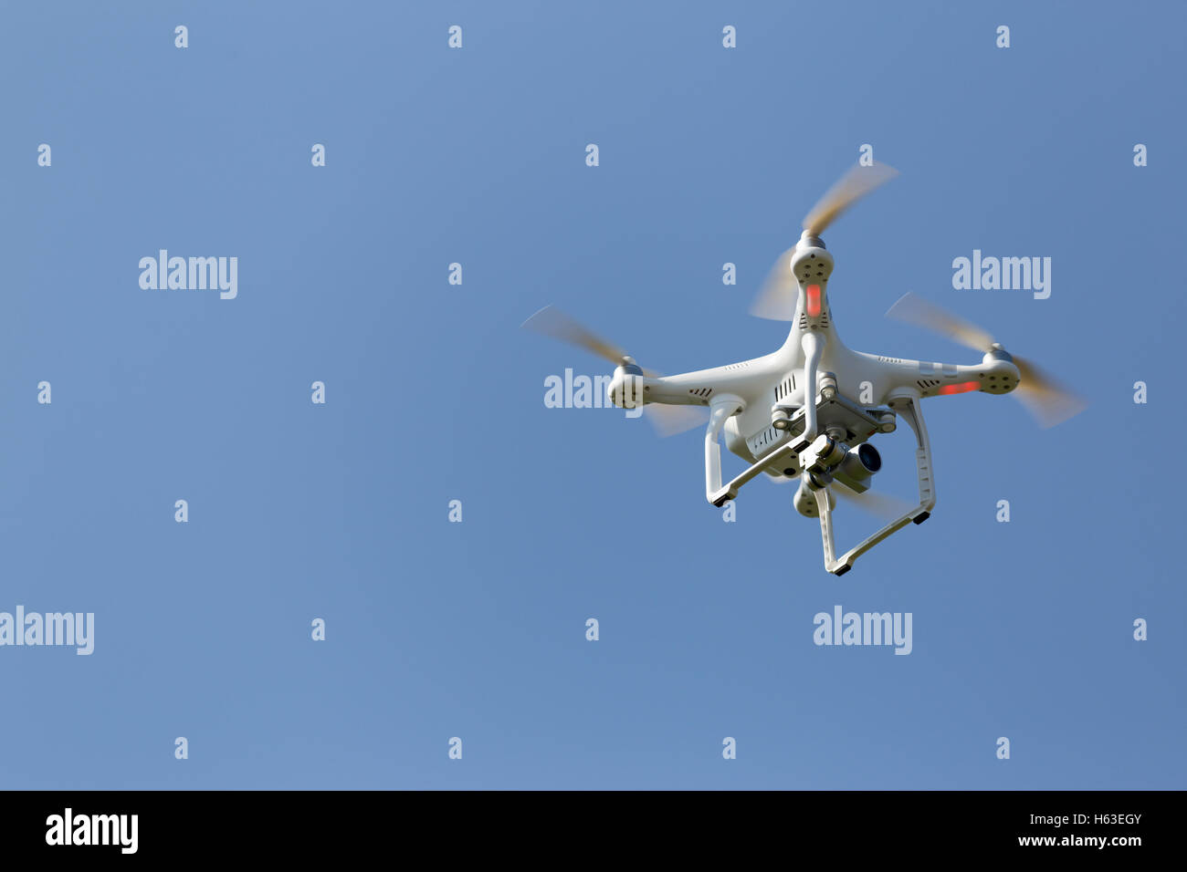 Quadcopter drone flying, technology and surveillance concepts Stock ...