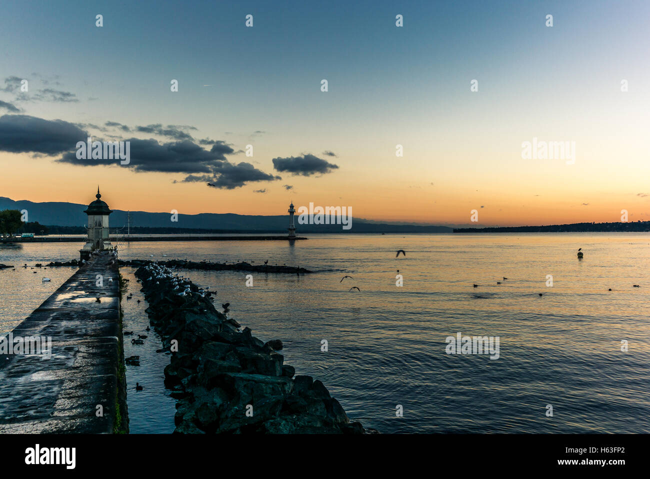 Lighthouse on the Lake of Geneva - 2 Stock Photo - Alamy