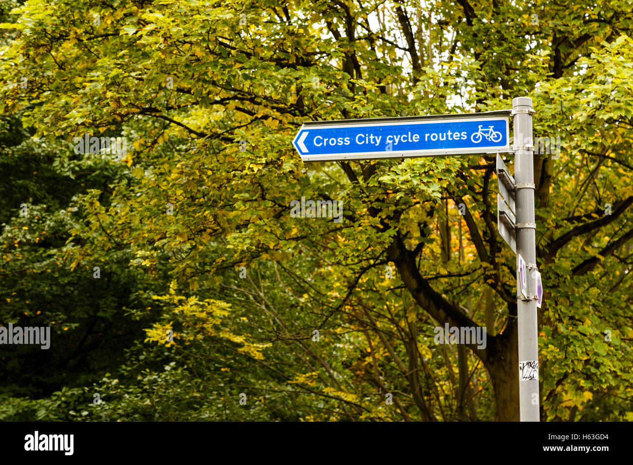 Nottingham cross city cycle route signage - by the canal. In Nottingham ...