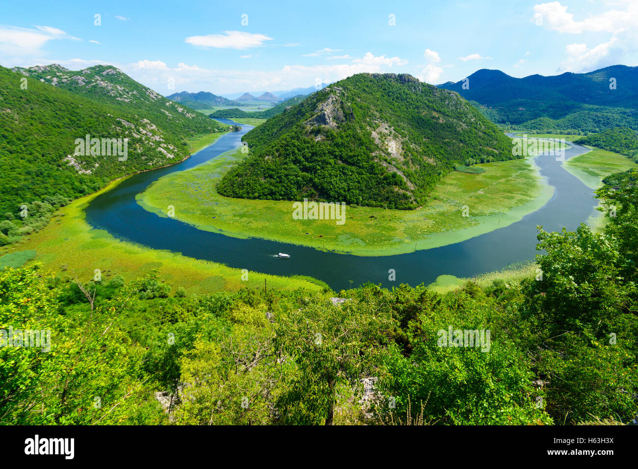 The Green Pyramid and the bend of the Rijeka Crnojevica River, in the ...