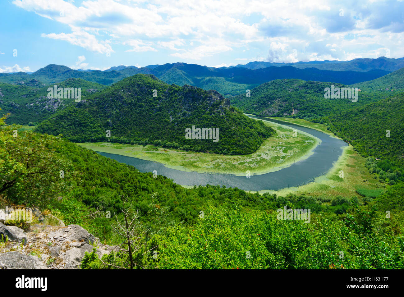 The Green Pyramid and the bend of the Rijeka Crnojevica River, in the ...