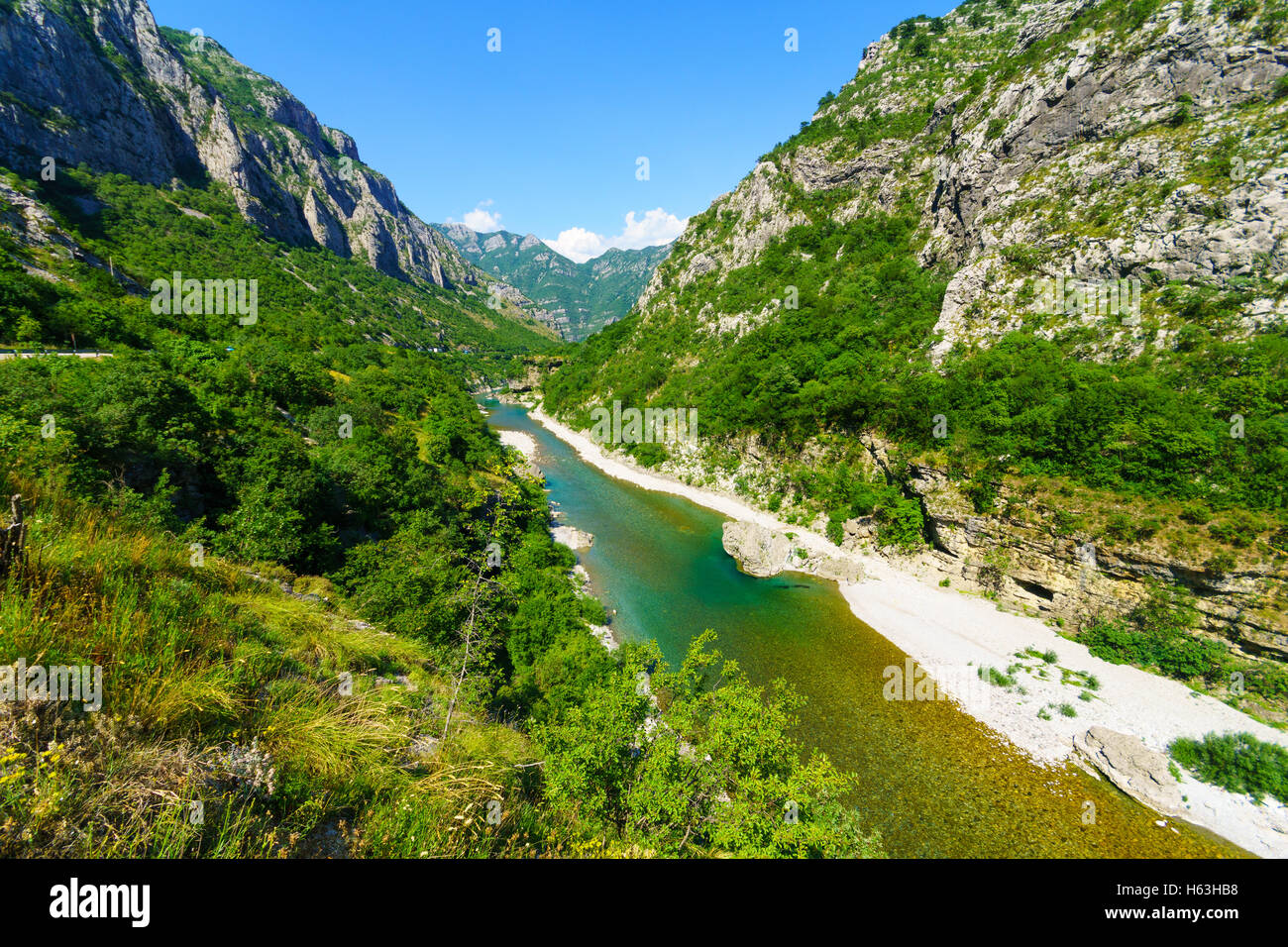 View of the Moraca River and Canyon, and road no. 2. Montenegro Stock ...