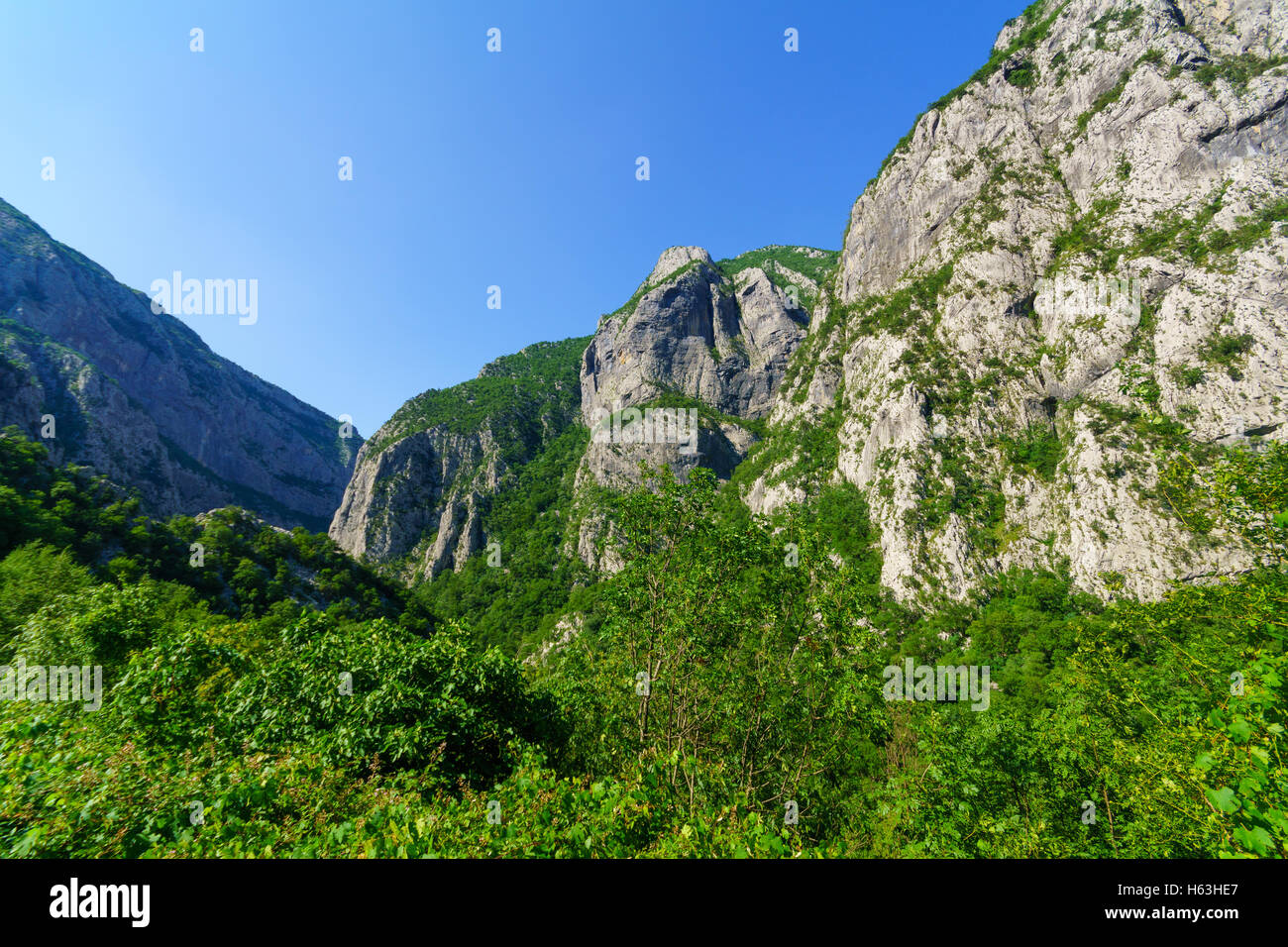 View of the Moraca River and Canyon, and road no. 2. Montenegro Stock ...