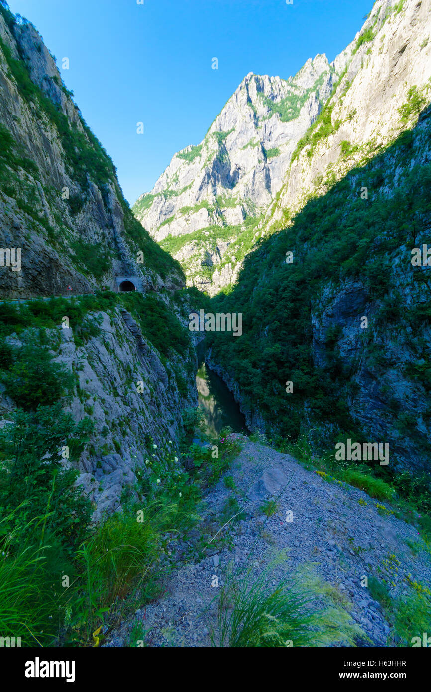 View of the Moraca River and Canyon, and road no. 2. Montenegro Stock ...