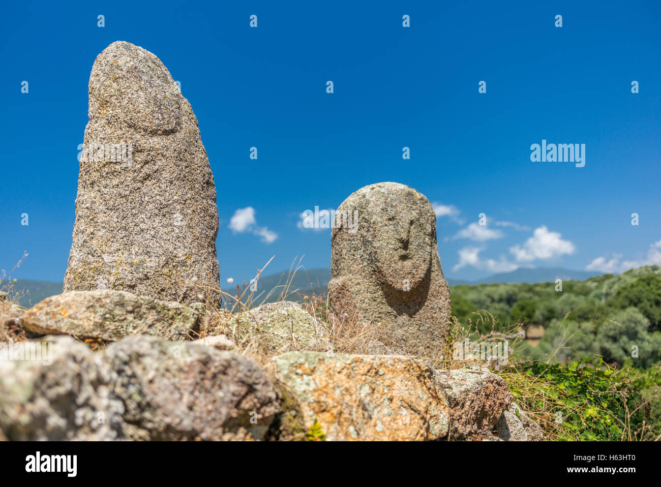 Amazing prehistoric statues in the Corsica hills - 3 Stock Photo - Alamy