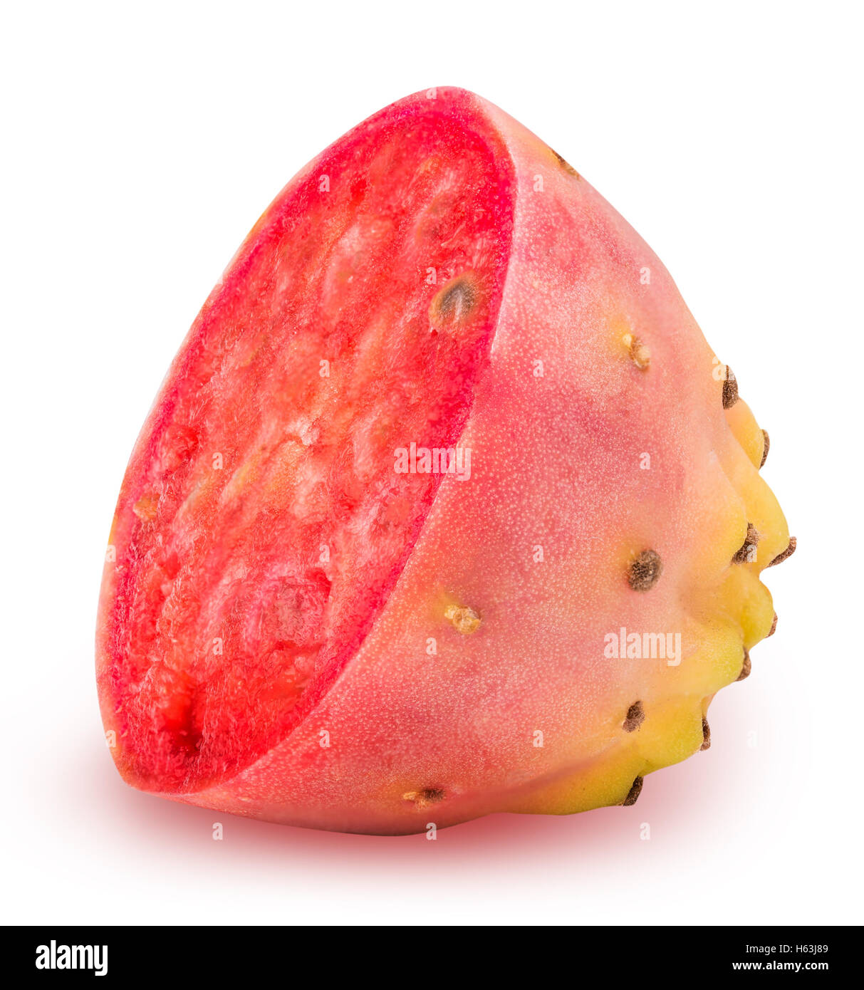 Sliced red opuntia isolated on white background with clipping path ...
