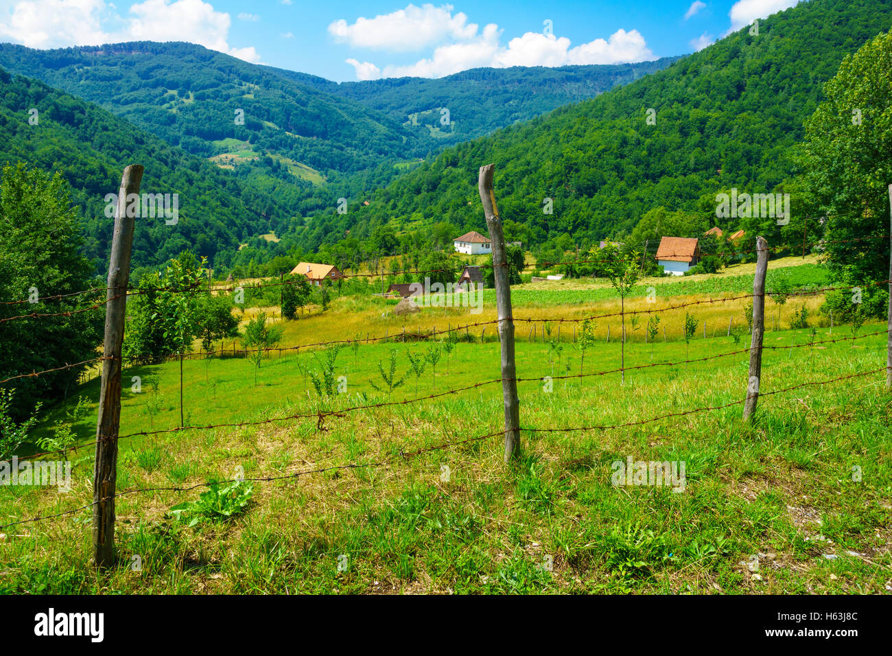 Countryside landscape in the Tresnjevik mountain pass area, along the ...
