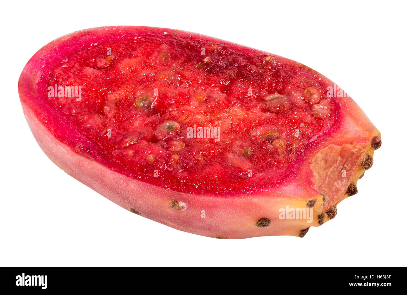 Sliced red opuntia isolated on white background with clipping path ...