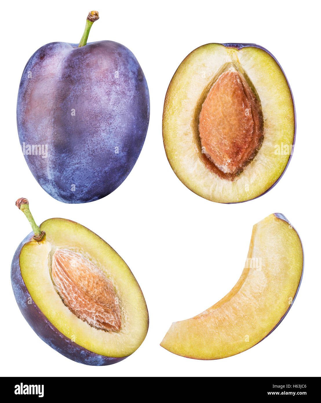 Set from plums isolated on white background with clipping path Stock ...