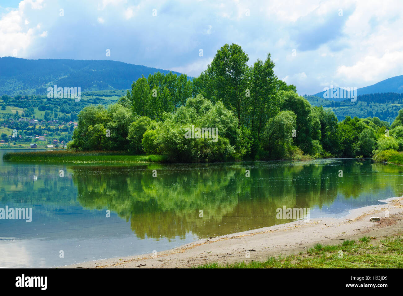 View of Plav Lake and the Plav town in southern Montenegro Stock Photo ...