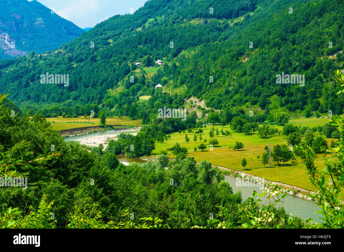 Countryside and the Lim River landscape near Andrijevica, Montenegro ...
