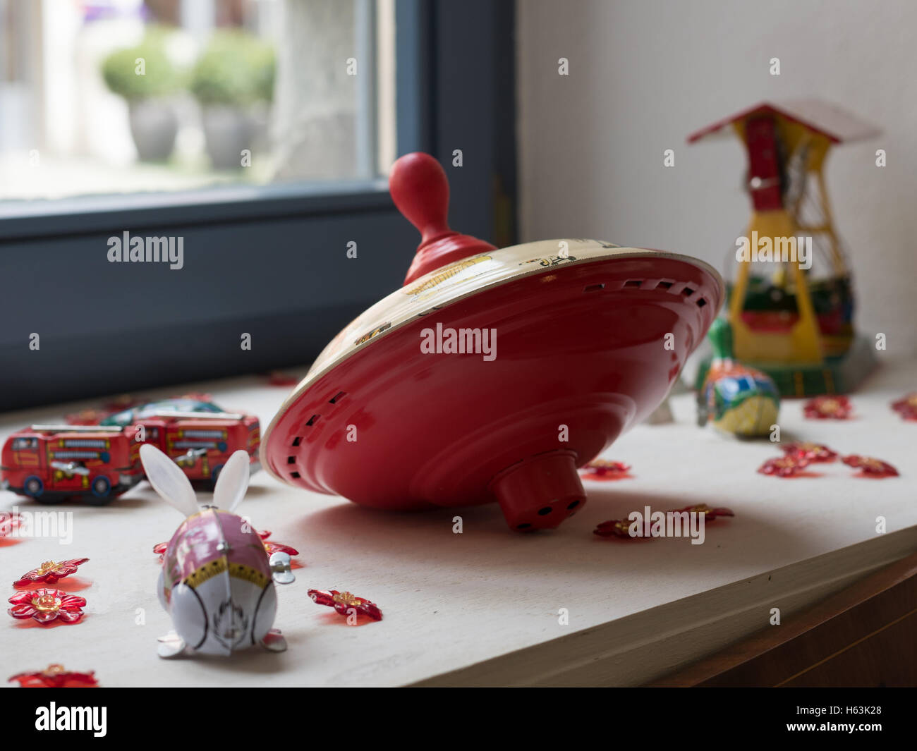 Colorful tin vintage toys Stock Photo - Alamy