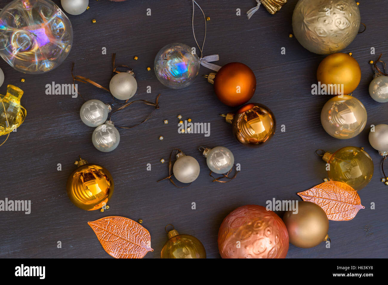 Christmas golden decorations Stock Photo - Alamy