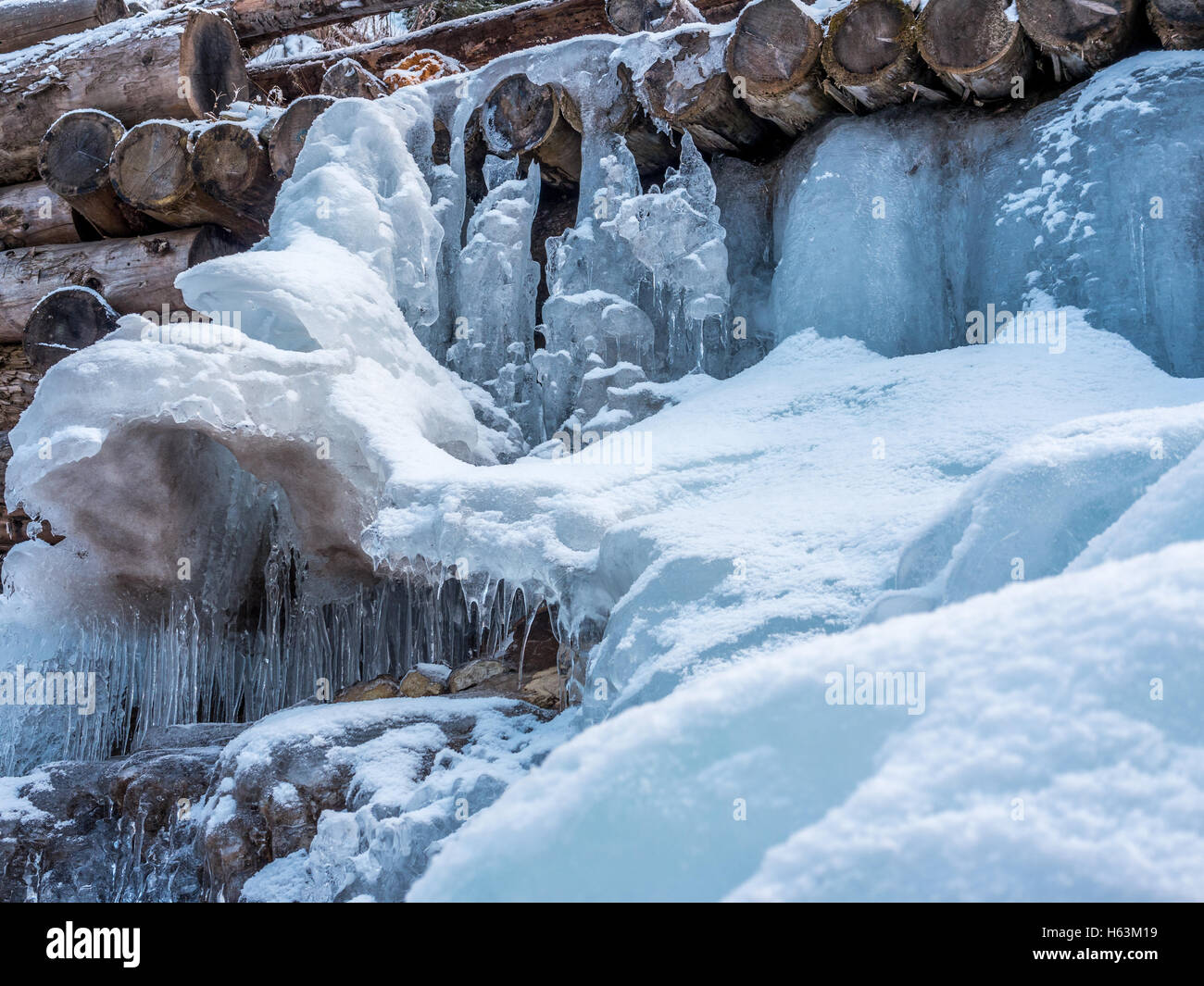 Beautiful frozen waterfall in the Swiss Alps - 9 Stock Photo - Alamy