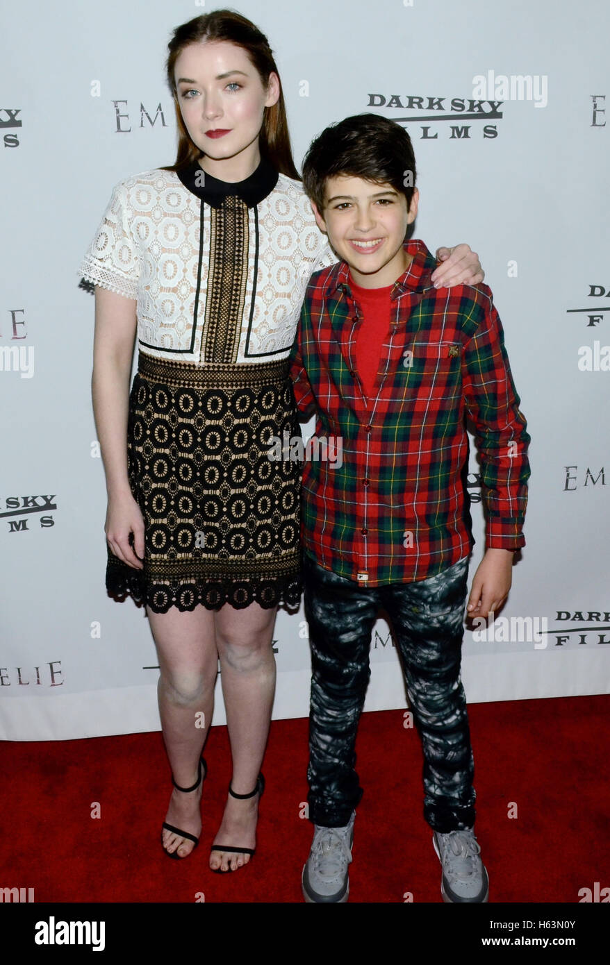Sarah Bolger and Joshua Rush attends the premiere of Dark Sky Films ...