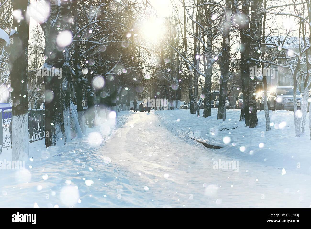 pathway street winter snow Stock Photo - Alamy