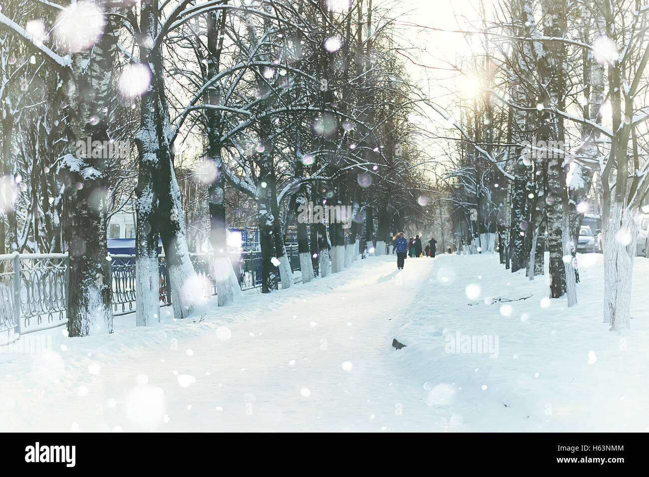 pathway street winter snow Stock Photo - Alamy