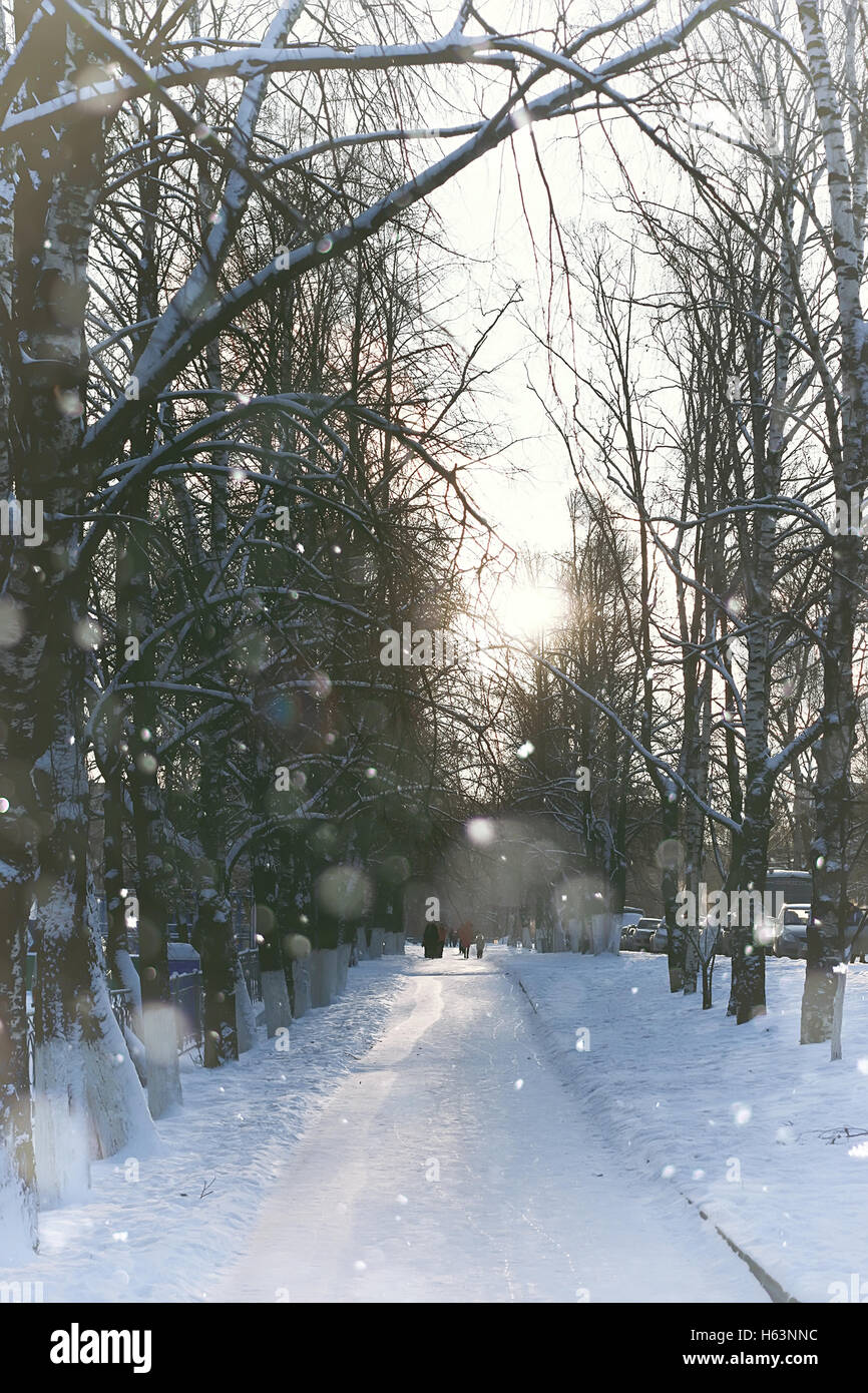 pathway street winter snow Stock Photo - Alamy