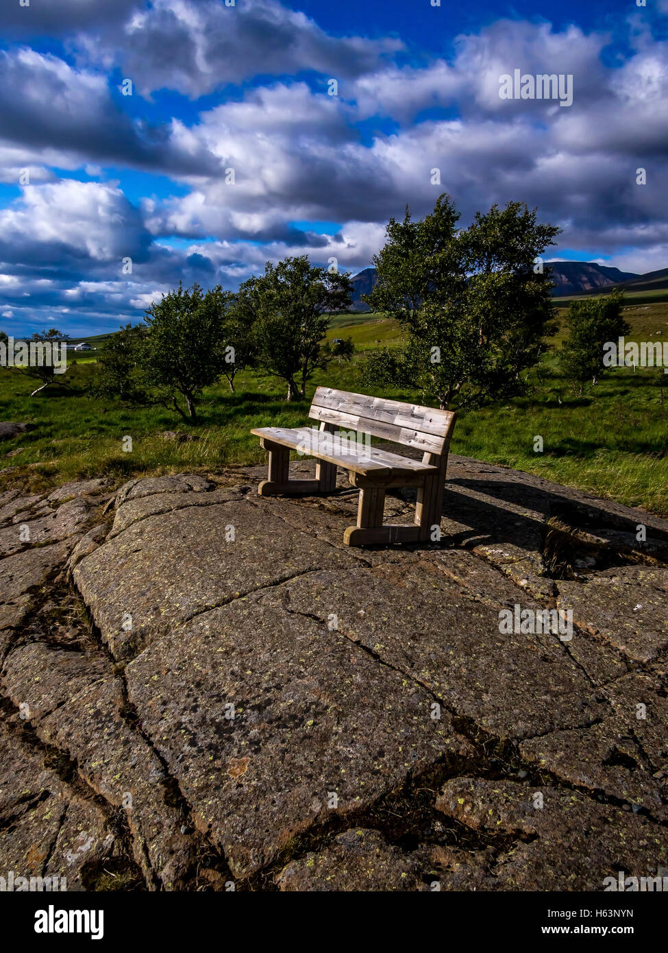 Lonely peacefull bench in a national park in Iceland Stock Photo - Alamy
