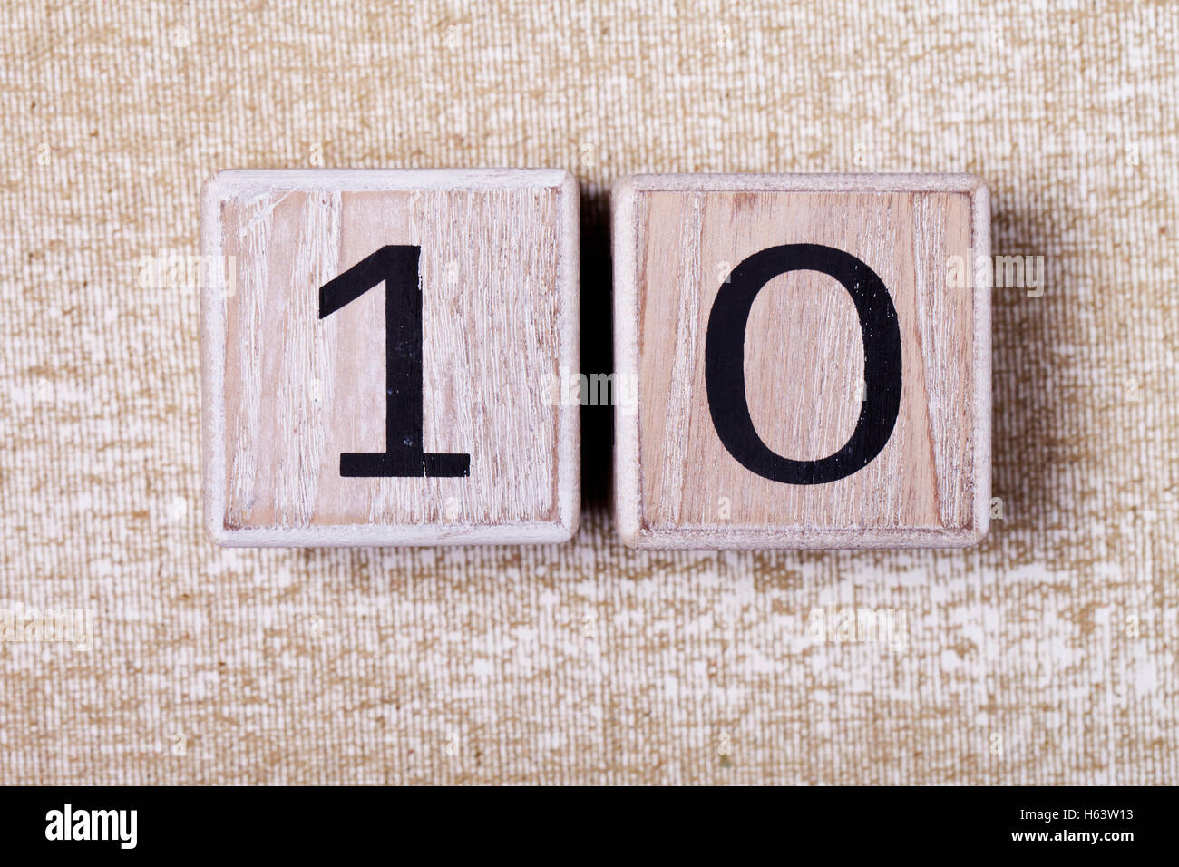 a figure 10 wooden cubes Stock Photo - Alamy