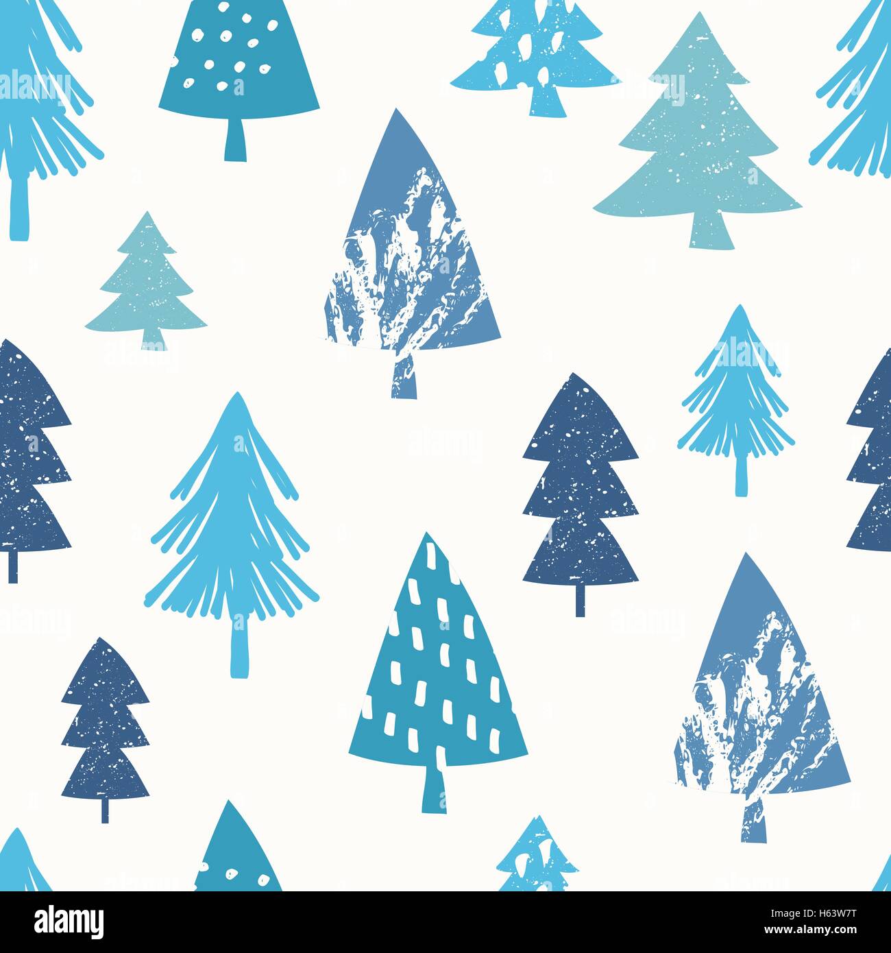 Seamless repeating pattern with textured Christmas trees in different ...
