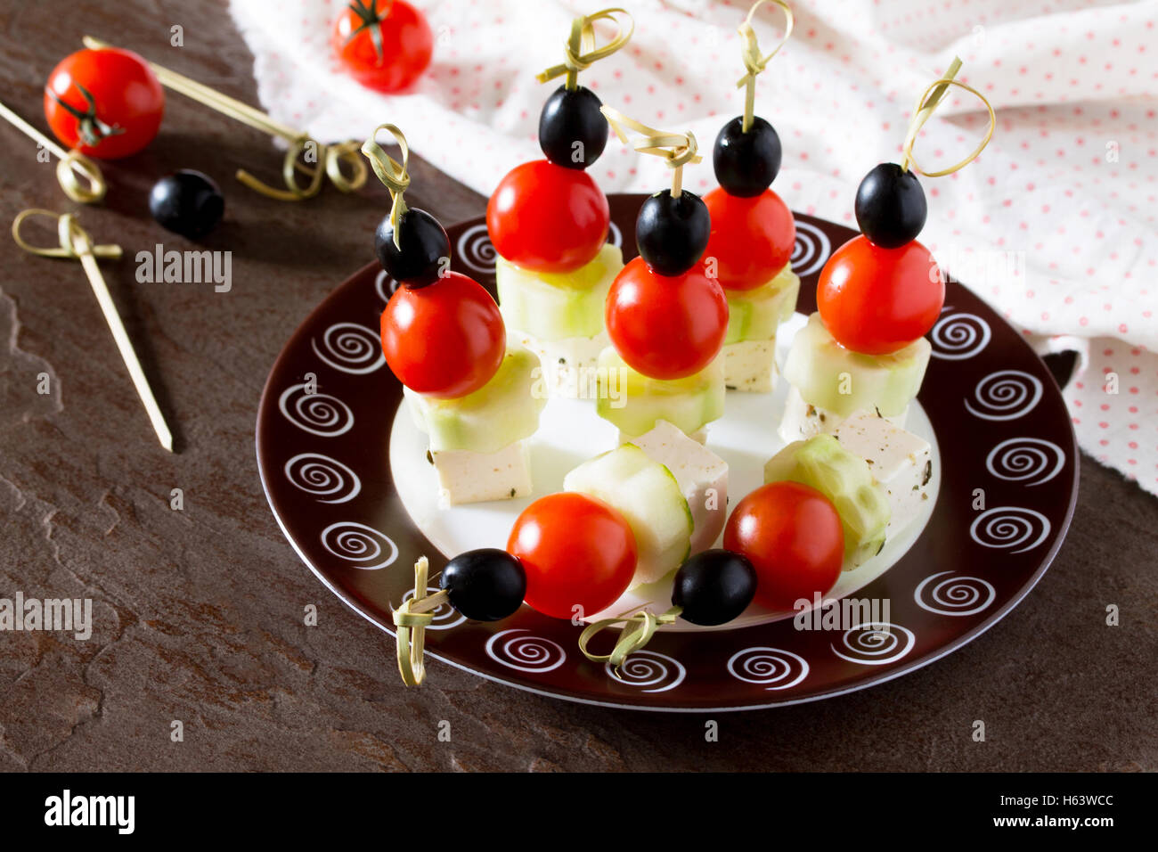 Greek salad with fresh vegetables, feta cheese and olives. Appetizer ...