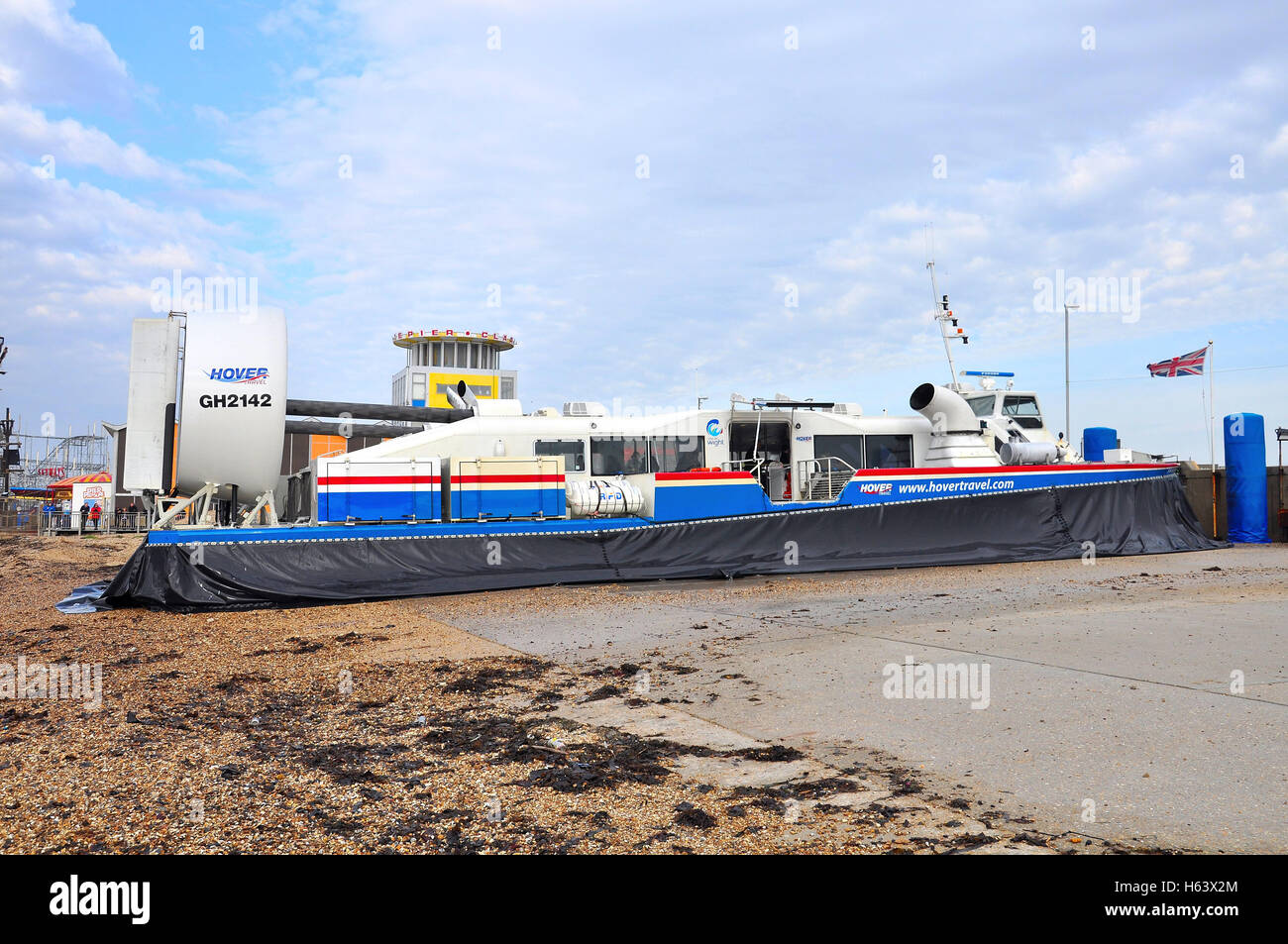 Hovercraft waiting to leave Southsea hover port heading to Ryde on the ...