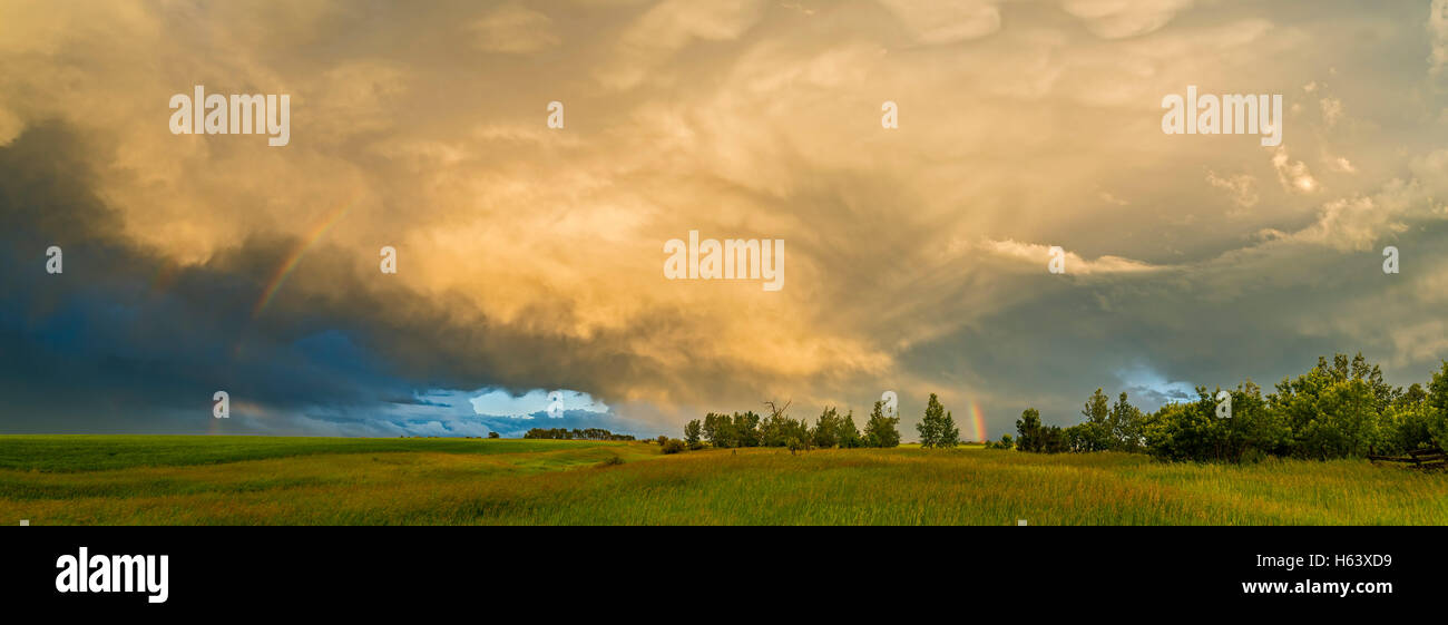 Rainbow fragments in the light of the setting sun hi-res stock ...