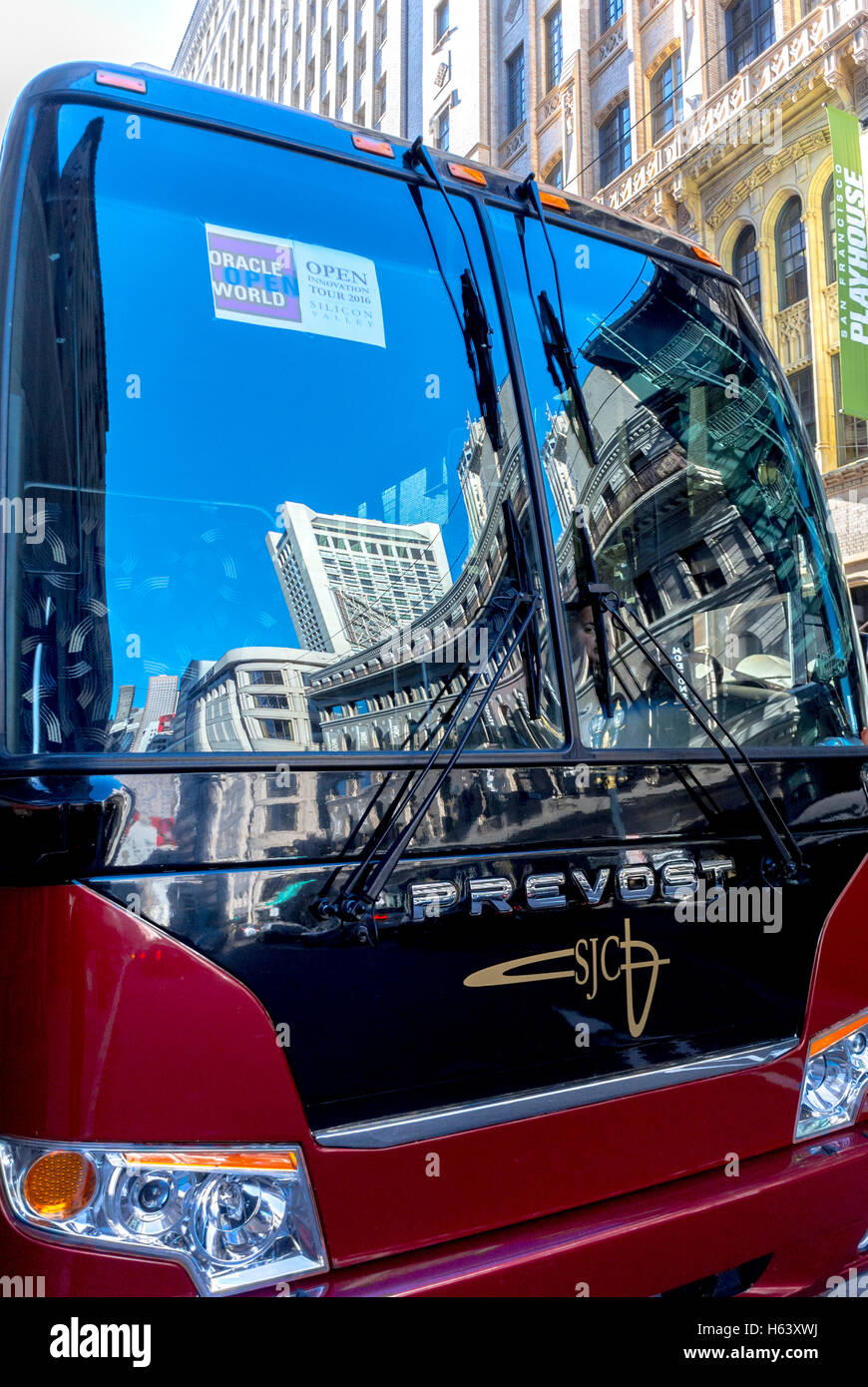 San Francisco, CA, USA, Window Reflection on Public Bus, Street Scenes ...