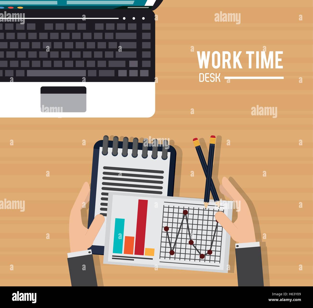 Work time and office supplies design Stock Vector Image & Art - Alamy