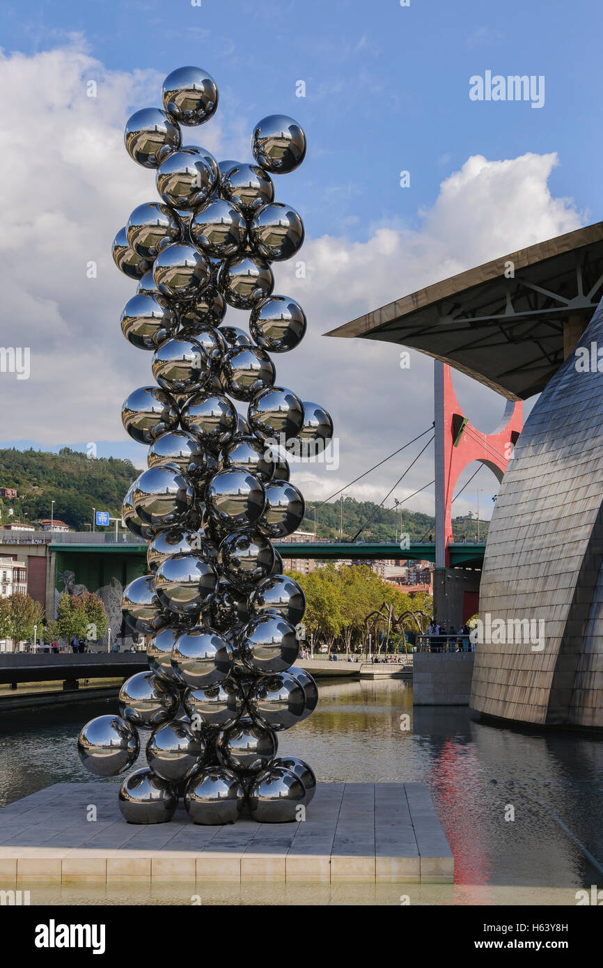 Detail balls Guggenheim museum statue in northern Spain, Basque Country ...