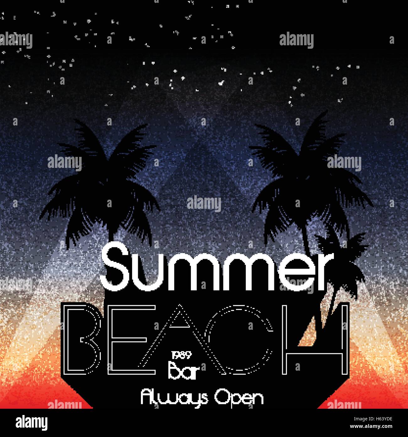 Summer Vacation Flyer Design with Palm Trees and Paradise Island ...